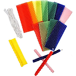 The Dreidel Company Make Your Own Hanukkah Beeswax Candles, Complete DIY Chanuka Candles Starter Kit (DIY 48 Candles)