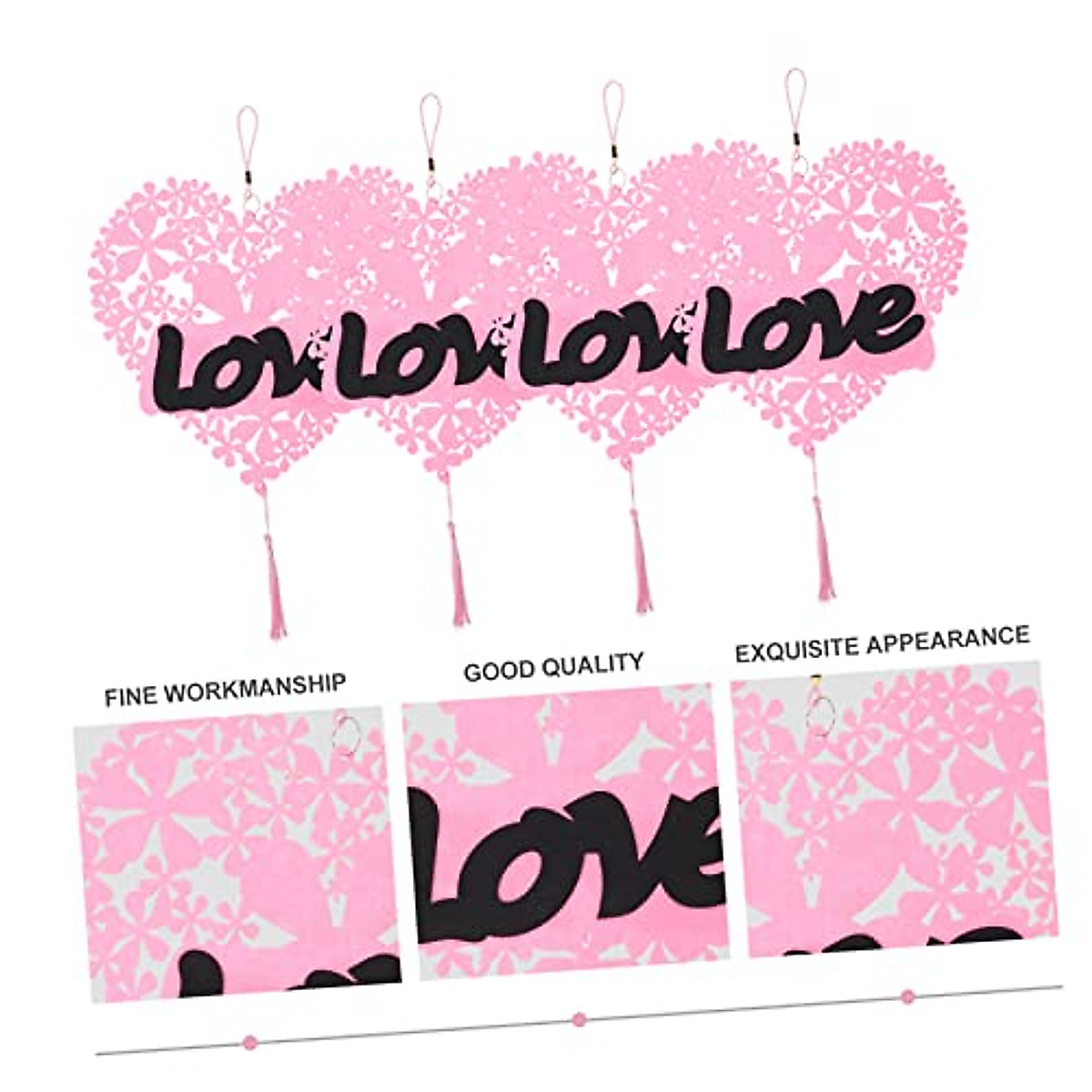 DECHOUS 4pcs Pendant Heart Pendant Romantic Gifts Christmas Decorations Indoor Hanging Felt Heart Ornaments Valentine Party Decoration Heart Banner Streamer Felt Cloth Pink Hanging Decor