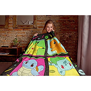 Northwest Pokemon 90's Character Box Design Gaming Plush Throw Blanket 46' x 60'