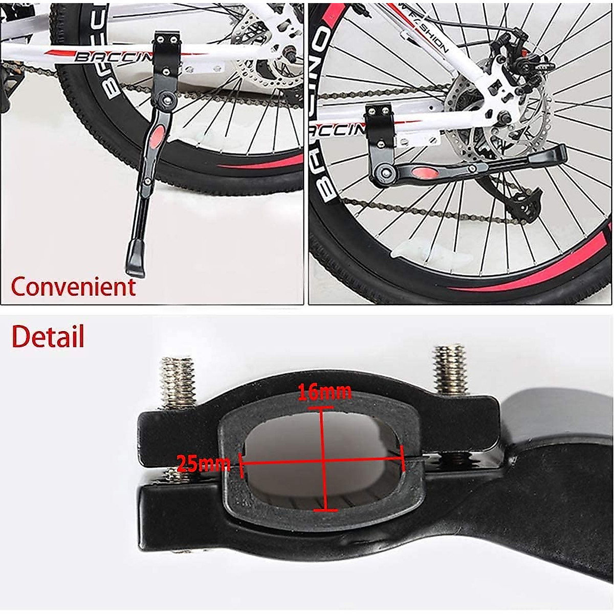 GOODTY Adjustable Bike Kickstand Aluminum Alloy Bicycle Side Kickstands Bike Stand for 24-29 inch Mountain Bike/Adult Bike/Sports Bike (Black)