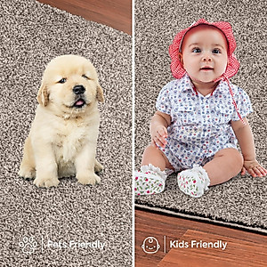 Ambiant Broadway Collection Kids Favourite Area Rugs Beige - 12' Square, Indoor, Stain Resistant, Perfect for Living Room, Bedroom, Dining Room, Entryway, Pet & Kids Friendly Rug, Wedding, USA