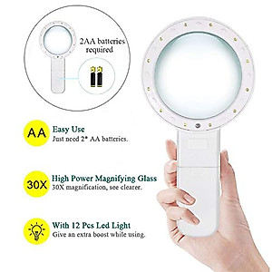 40X Magnifying Glass with Light, Handheld Lighted Magnifier with Large Double Glass Lens Led Magnifiers for Macular Degeneration, Seniors Reading, Soldering, Inspection, Coins, Jewelry, Exploring (#2)