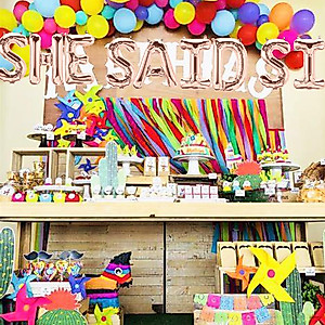 Mexican Fiesta Bachelorette Party Decorations Rose Gold She Said Si Balloons She Said Yes/Avocado/Taco/Fiesta/Cinco De Mayo Themed Mexican Engagement Wedding Bridal Shower Party Supplies Decorations