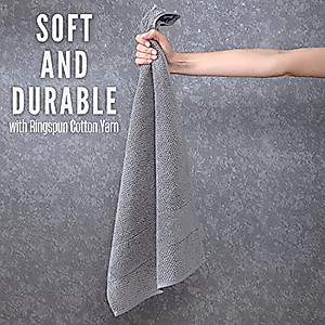 Antioch Home Bathroom Hand Towels, Hotel Quality & Fluffy & Absorbent & Soft & Fast Drying Turkish Hand Towels for Bathroom, 100% Cotton Turkish Hand Towel Set - [ 4 Pack – 16 x 28 inches ] - Grey