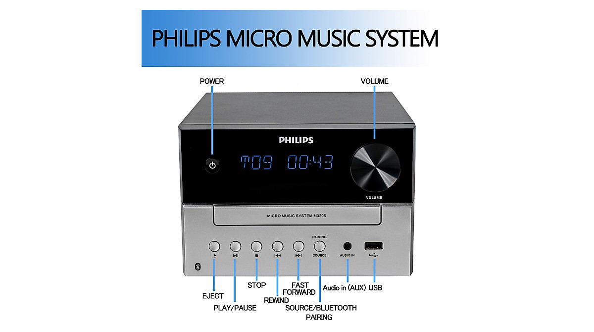 Philips Bluetooth Stereo System with CD, FM Radio & USB | Home Audio