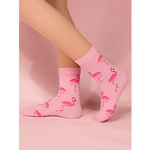 SHENHE Women's Striped Letter Print Athletic Running Above Ankle Crew Socks Flamingo Pink One Size