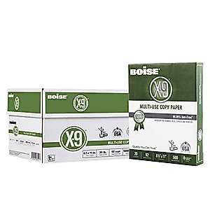 Boise® X-9® Multi-Use Print & Copy Paper, Letter Size (8 1/2" x 11"), 92 (U.S.) Brightness, 20 Lb, White, 500 Sheets Per Ream, Case Of 10 Reams