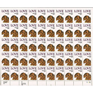 Love Dog Sheet of 50 x 22 Cent US Postage Stamps Scott 2202 By USPS