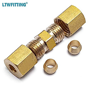 LTWFITTING Value Pack 3/16-InchOD Brass Compression Union,Sleeve Ferrule,Nut (Pack of 130)