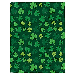 Twin Size Flannel Fleece Adults Bed Blanket Soft Throw-blankets for Kids Girls Boys,Green Four Leaf Clover St.Patrick's Day,Lightweight Breathable Blankets for Bedroom Living Room Sofa Couch,39x49in