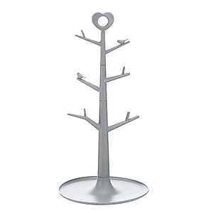 DNIEBW Tea Cup Rack Holder, 14.2 Inch Tabletop Mug Display Rack Tea Rack Cup Tree Holder, Coffee Mugs Rack with 6 Hooks for Kitchen Table Bar Countertop