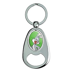 GRAPHICS & MORE Looney Tunes Bugs Bunny Keychain Chrome Metal Spinning Oval Bottle Opener