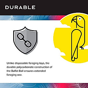 Featherland Paradise | Creative Foraging Systems Hanging Foraging Sphere & Kabob with Stainless Steel Bell, Interactive Bird Treat Toy