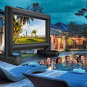 17 FT Inflatable Projector Screen with Blower, Indoor Outdoor Inflatable Projector Movie Screen for Party Games Backyard Home Theater, Easy Set up Blow Up Screen, Supports Front and Rear Projection