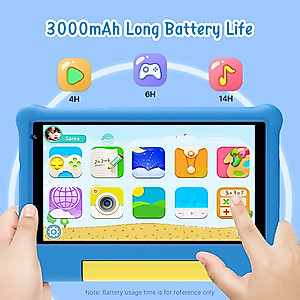 ApoloSign Kids Tablet, 7-inch Android 13 Tablet for Kids, 32GB ROM with WiFi, Bluetooth, Educational Apps, Parental Control, Dual Cameras, Shockproof Case(Blue)