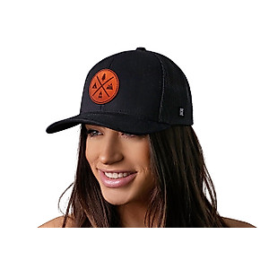 HAKA Outdoor Hat – Leather Camping Trucker Hat for Men & Women, Adjustable Baseball Cap, Mesh Snapback, Golf Hat - Black