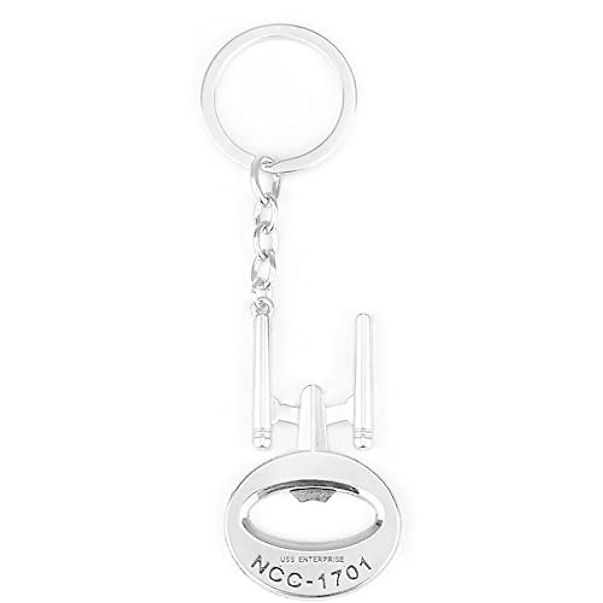 Star Trek Bottle Opener Keychain - USS Enterprise NCC-1701 Gold Metal Bottle Opener Keyring Manual Openers（Silver）