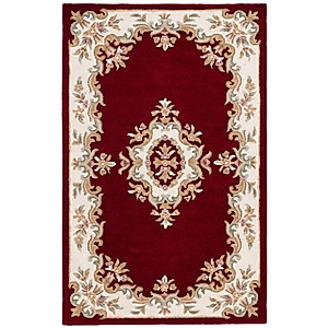 SAFAVIEH Aubusson Collection Area Rug - 3' x 5', Red & Ivory, Handmade Traditional Wool, Ideal for The Living Room, Bedroom, Dining Room (AUB301Q-3)