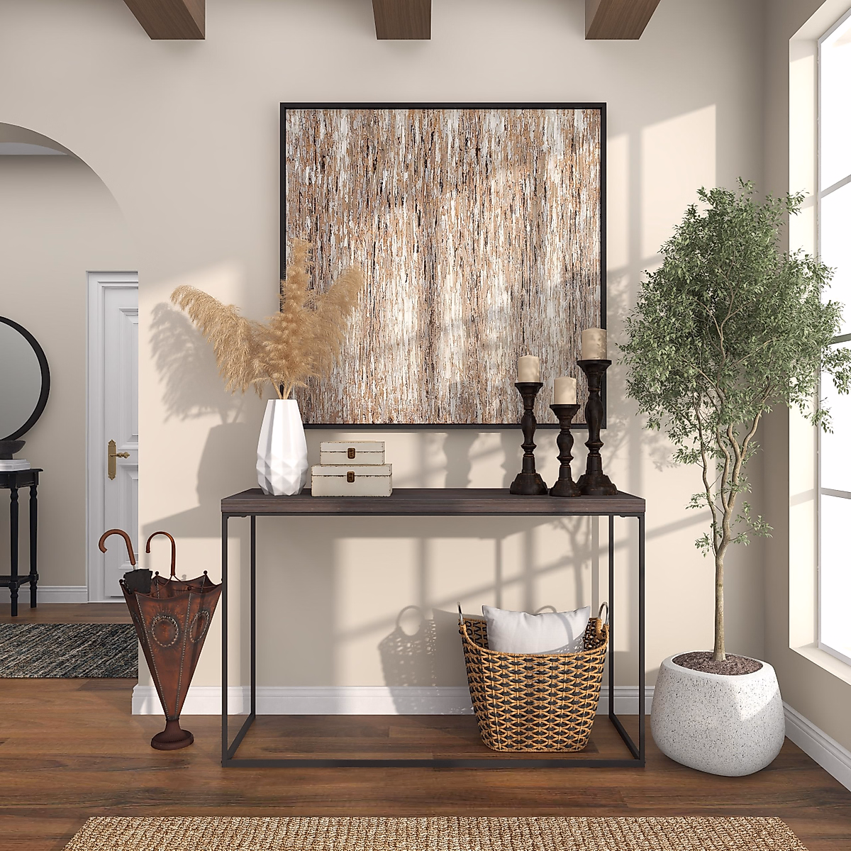 Deco 79 Metal Umbrella Stand, 13" x 13" x 28", Brown