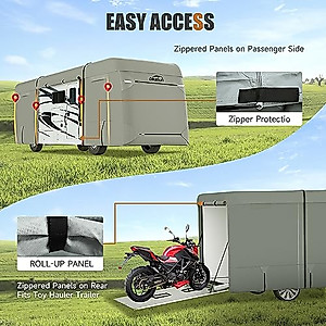 DikaSun RV Cover Class A 2022 Upgraded 6 Layers Heavy Duty Anti-UV Waterproof Windproof Breathable Class A Motorhome Camper Cover for 34-37ft with 2Pcs Extra Straps & 6 Gutter Covers