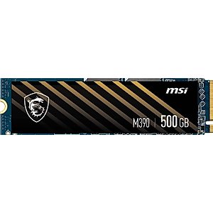 MSI SPATIUM M390 SSD 500GB - PCIe 3.0 NVMe M.2 Internal Solid State Drive, 3300MB/s Read & 2300MB/s Write, 3D NAND, Built-in Data Security, Center - 5 Year Warranty (200 TBW)