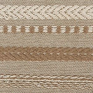 DII Farmhouse Braided Stripe Table Runner Collection, 15x72 (15x77, Fringe Included), Stone