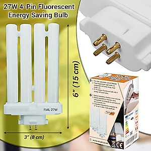 ARSUK 27w Replacement Bulb 4 Pin GX10Q-4 (6500k) Daylight Bulbs Energy Saving Reading Study Desk Office Lamps Lights