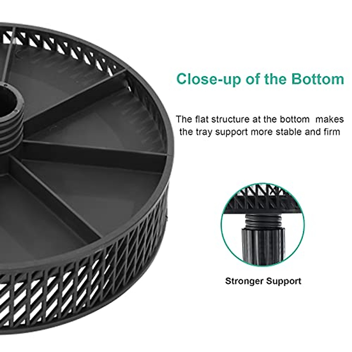 JEAREY 13” Patio Umbrella Table Tray for Beach Umbrella, Portable Round Table Tray with Umbrella Hole for Beach Patio Garden Poolside, Black…