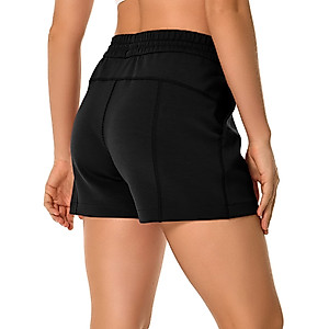 Colorfulkoala Women's High Waisted Ultra Soft Athletic Jersey Shorts Casual Summer Lounge Pants with Pockets (L, Black)