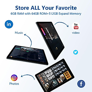 ECOPAD 10.1 inch Android 13 Tablet PC, 6GB RAM 64GB ROM 512GB Expand,Quad-Core Tablets,IPS HD Touch Screen and Dual Speakers,Google Certificated Wi-Fi Tablets,Dual Camera,6000mAh (Gray)