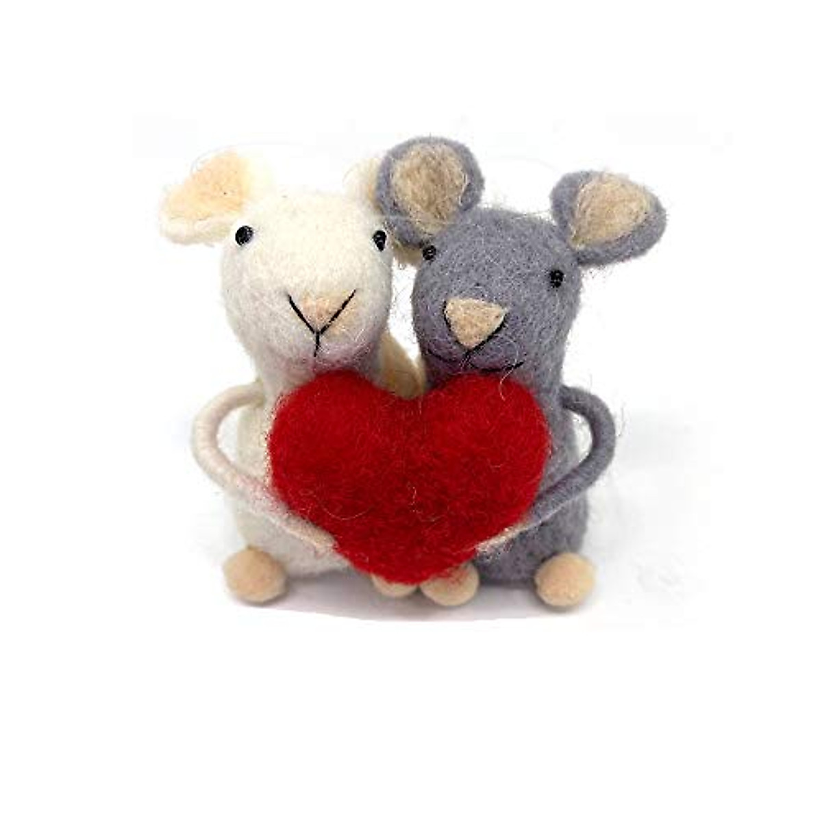 ZJHBONE Wool Felt Christmas Love Mouse Handmade Handing Mice Ornaments for Decorative