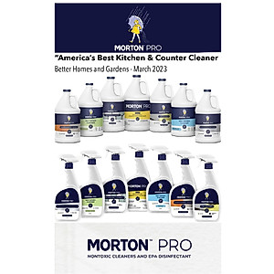Morton PRO NON-TOXIC DEGREASER, Salt-Based and Non-Hazardous, commercial grade to clean tough grease and grime, Food Contact Surface Safe, Dye-free, odor control with a fresh lemon scent