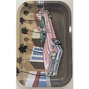 Favela420- Metal Rolling Tray Smoke Pink Panther 10" x 6.7" Large - Rolling Trays Accessories - Rolling Paper Tray (Smoke Pink Panther)