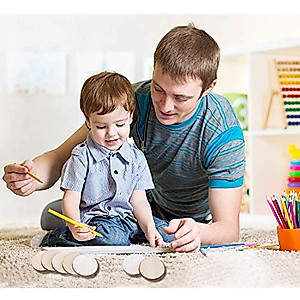 Boao 200 Pieces 1 Inch Unfinished Wood Slices Round Disc Circle Wood Pieces Wooden Cutouts Ornaments for Craft and Decoration