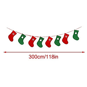 Christmas Wall Decor Banner Hanging Bunting Garland Banner Decoration Supplies Handheld Flag Poles Tall (E, One Size)