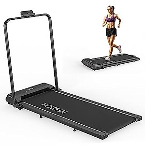 Walking Pad Treadmill, Under Desk Treadmill Foldable 2 in 1, 6.2 MPH Running Treadmill with Remote Control and LED Display, Running Machine for Home Office Use(Black/White)