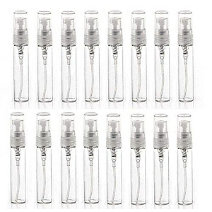 Elfenstal- 25pcs Clear 5ml 1/6oz Glass Atomizer bottle Spray Refillable Perfume Empty Bottle Glass Clean Cloth for Travel Party Must Makeup Tool