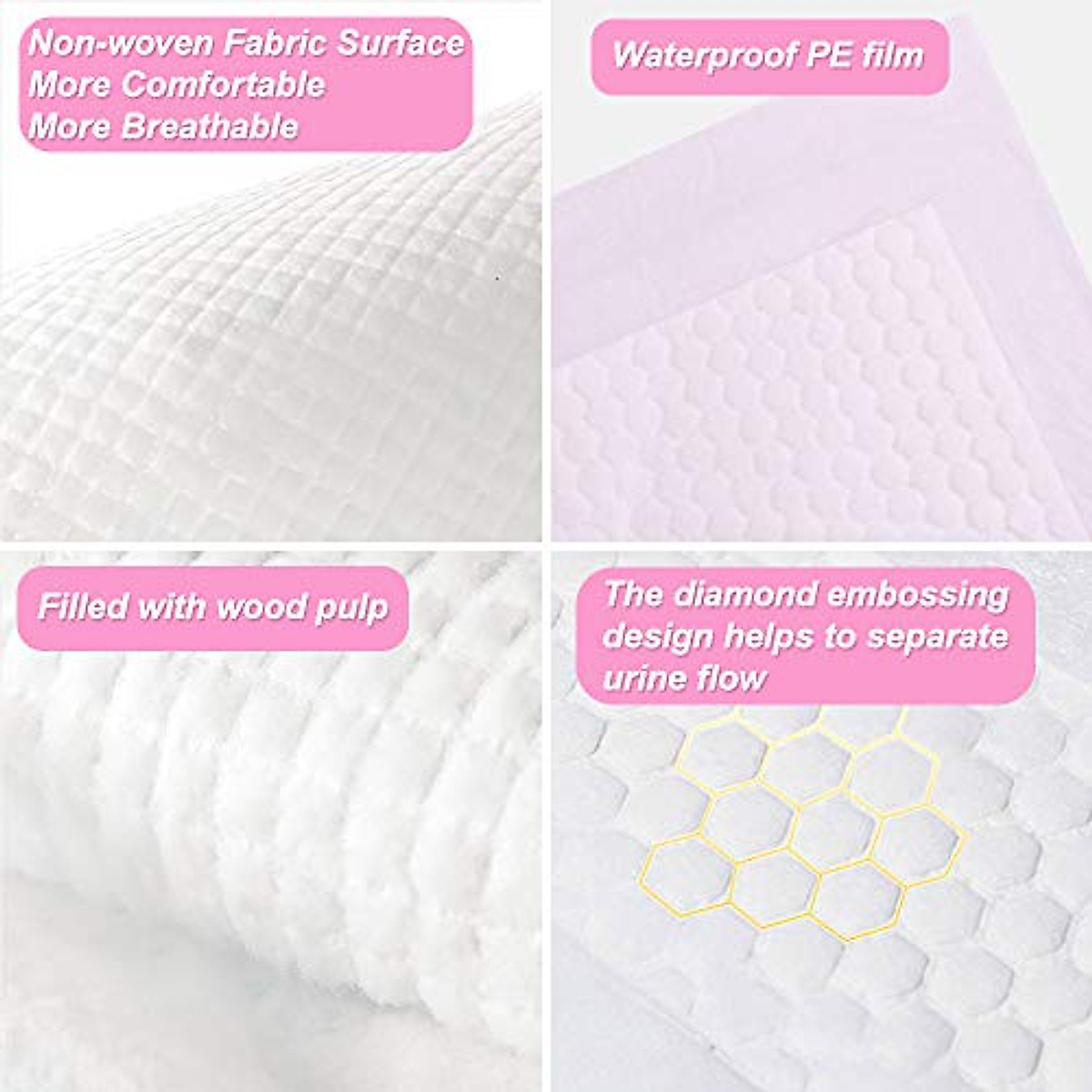 Baby Disposable Changing Pad, 30 Pack, 24×18in, Pet Training and Puppy Pads Pee Pads Portable Diaper Changing Table Pad,Breathable Waterproof Incontinence Pads Underpad（Pink）
