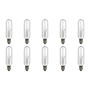 CEC Industries 15T6-145 Miniature Bulbs, 145V, 15W, T6 Shape, E12 Candelabra Standard Base (10-Pack)