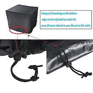 MONLIVVU Fire Pit Cover Square 32 Inch, Waterproof 600D Heavy Duty with PVC Lining Patio Gas/Propane Firepit Table Cover for 28/30/32 Inch Firepit Table Black, 32''Lx32''Wx24''H