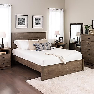 Prepac Select Queen 4-Post Raised Platform Bed with Under Bed Storage Space, Modern Queen Storage Bed 83" D x 63" W x 16" H, Drifted Gray, DBSQ-1302-2K