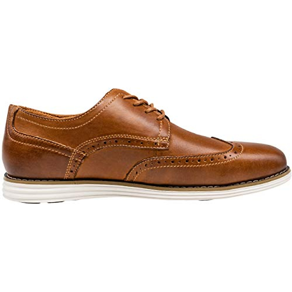 Vostey Men's Dress Shoes Leather Oxford Shoes Brown Dress Shoes for Men Wingtip Casual Dress Shoes(BMY629 Yellow Brown 14)