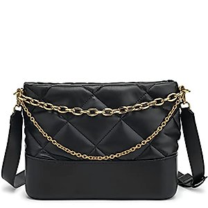 Scarleton Quilted Purses for Women, Crossbody Bags for Women, Shoulder Bag, Hobo Handbag, Faux Leather H209501 - Black