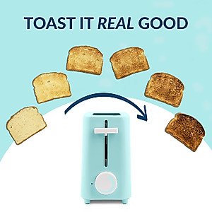 Nostalgia MyMini Single Slice Toaster, Extra Wide Slot, Adjustable Temperature, Removable Crumb Tray, Aqua