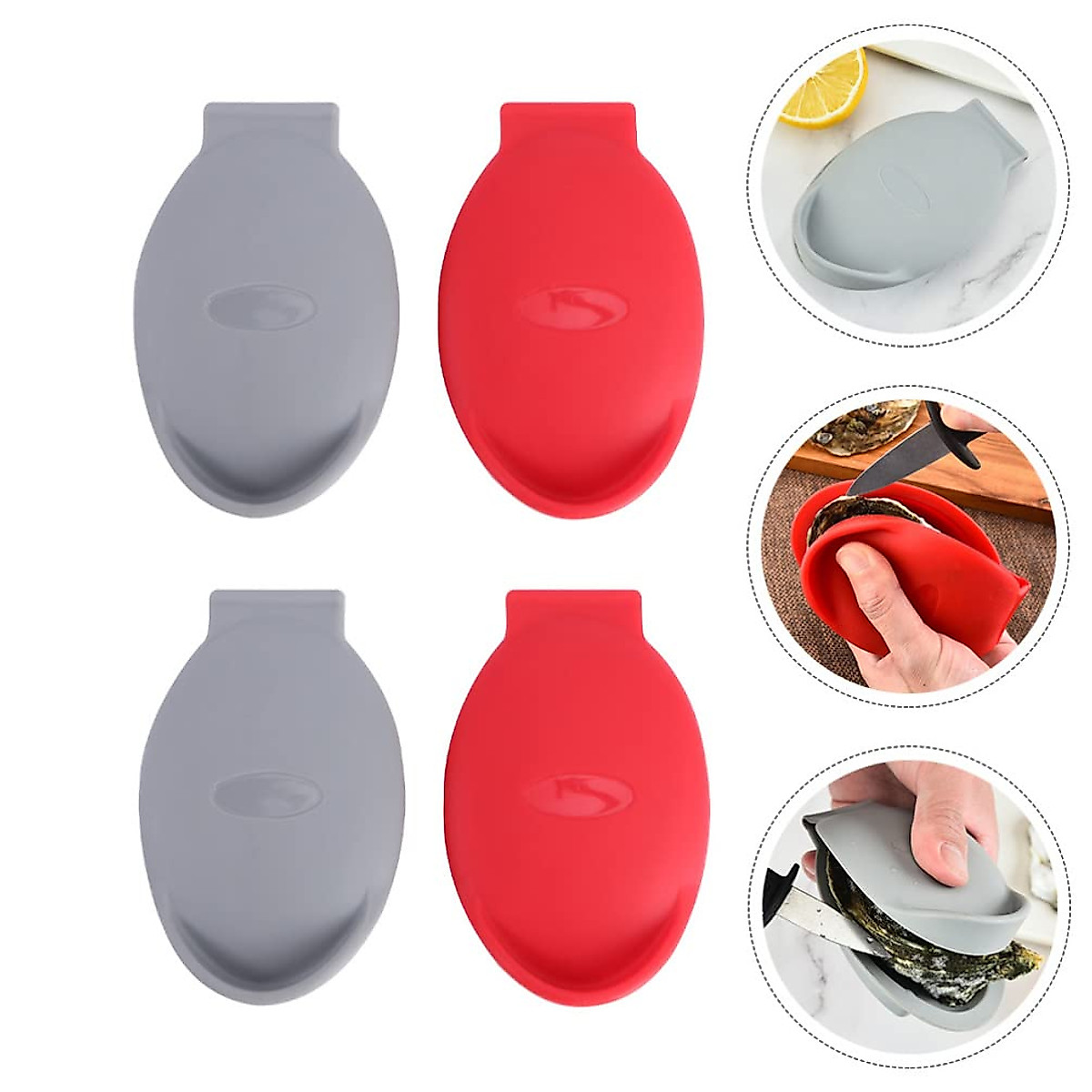 Hemoton 4pcs Silicone Oyster Clip Silicone Oyster Opener Clam Shucking Tools Oyster Shucker Oyster Shucking Tool Shellfish Opening Tool Oyster Shucking Hand Clip Oysters Shucking Tool