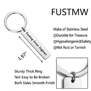 FUSTMW Fucking Great Engineer Keychain Gift Engineering Jewelry Architect, Aerospace, Software,Mechanical Engineer Gift (silver)