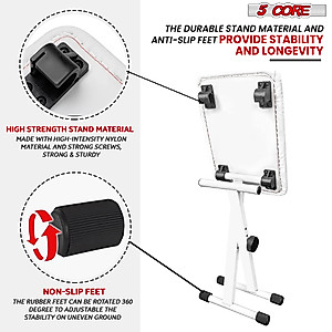 5 CORE Keyboard Bench Pair X Style Piano Stool Thick Padded 12 to 18.5 inch Adjustable Keyboards Chair White KBB02WH