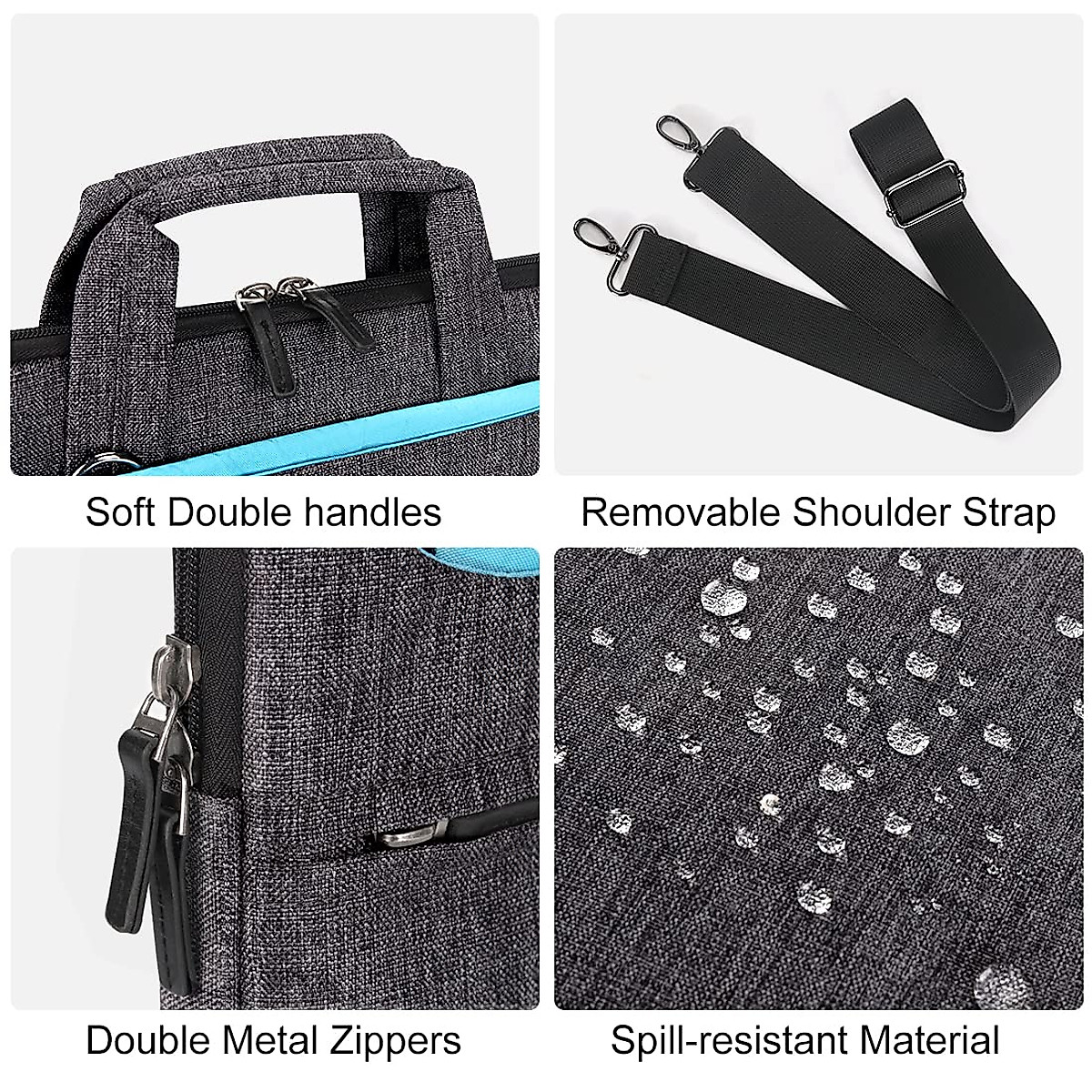 DOMISO 15.6 inch Laptop Sleeve Shoulder Bag Water-Resistant Protective Messenger Bag Business Briefcase Handbag for 15.6" Notebook/Yoga 720 IdeaPad 310 320 ThinkPad T570/HP Envy 15, Blue