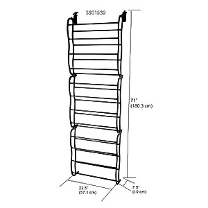 Home Basics Shoe Rack for 36 Pair Over The Door Space Saver Shelf Closet Wall Hanging Organizer Storage Stand, Black