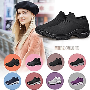 YHOON Women's Fashion Sneakers Walking Shoes Work Shoes Black Size 8.5